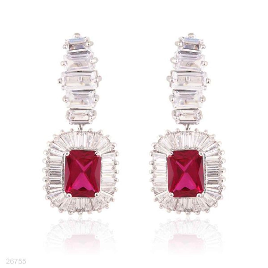 Buy Classy Red Baguette Earrings Online in Pakistan On Tesoro at Lowest ...