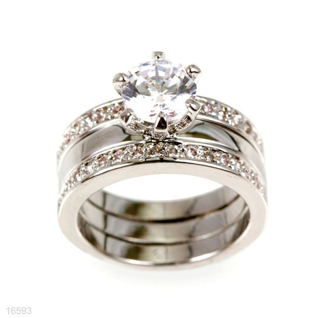 Buy Triple Band Solitaire Silver Ring Online in Pakistan On Tesoro at ...