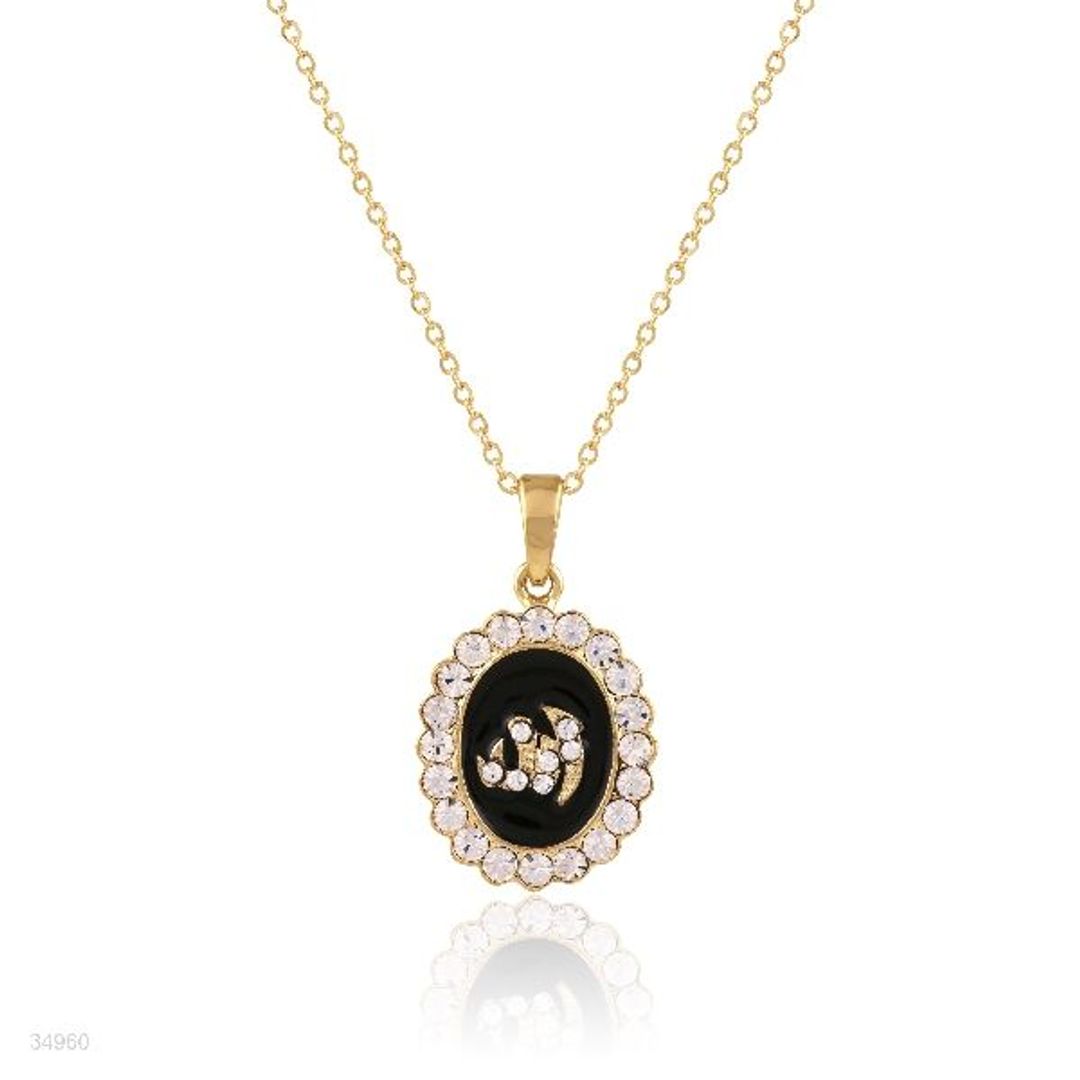 Buy Allah black oval gold pendant Online in Pakistan On Tesoro at ...